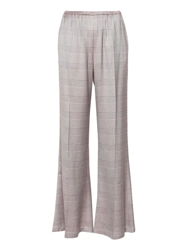 FORTE_FORTE Plaid-check Flared Trousers - Pink