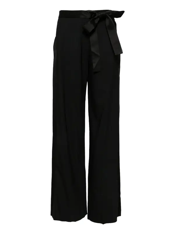 David Koma Satin Bow Wide-leg Trousers - Black