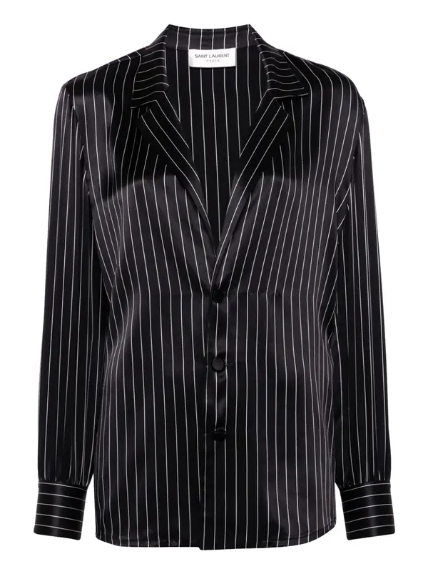 Saint Laurent Striped Pajama Shirt - Black