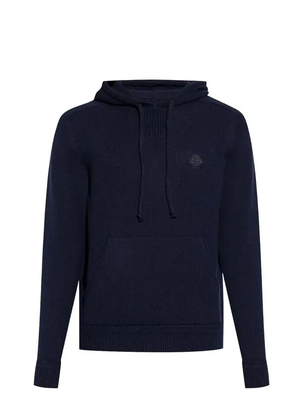 Bally Logo Embroidered Hoodie - Blue