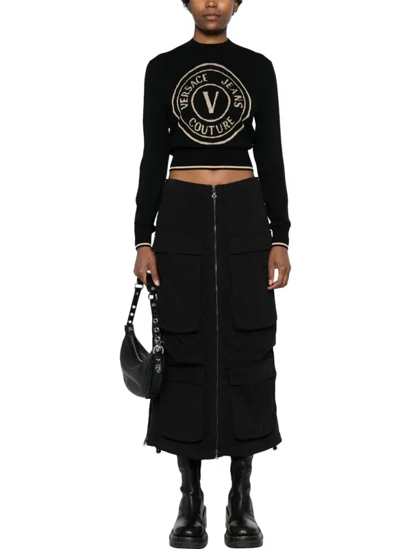Versace V-emblem Wool Jumper - Black