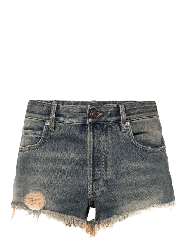 Balenciaga Logo-patch Denim Shorts - Blue