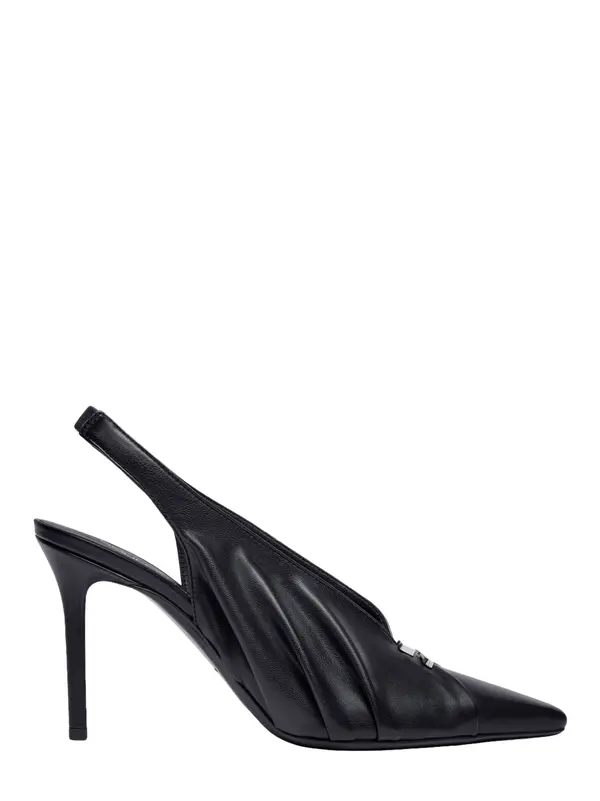 COURREGES Draped Faux Leather Slingbacks - Black