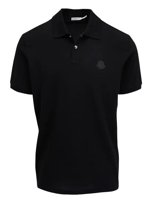 Moncler Logo-patch Cotton Polo Shirt - Black