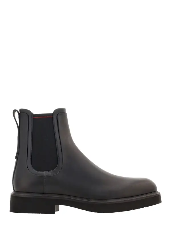 FERRAGAMO Leather Chelsea Boots - Black