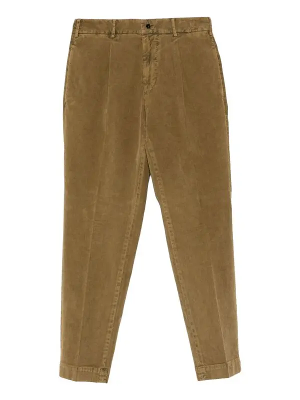 DELL'OGLIO Corduroy Tapered Trousers - Brown
