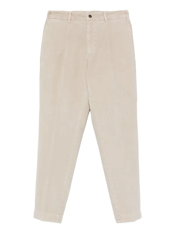 DELL'OGLIO Corduroy Tapered Trousers - Neutrals