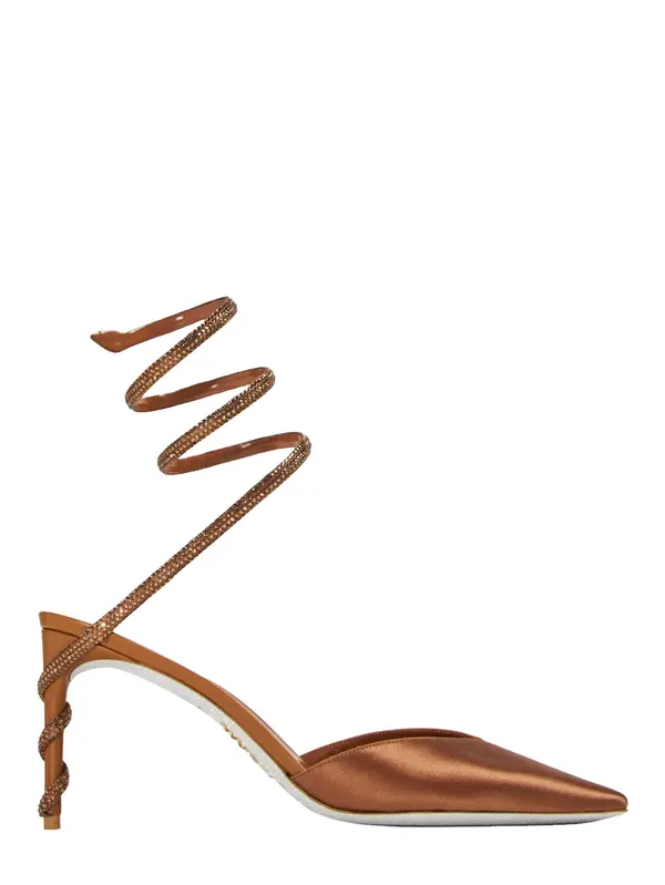 Rene Caovilla 80mm Satin Pumps - Brown
