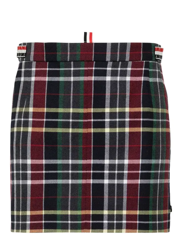 Thom Browne Tartan-check Wool Mini Skirt - Blue