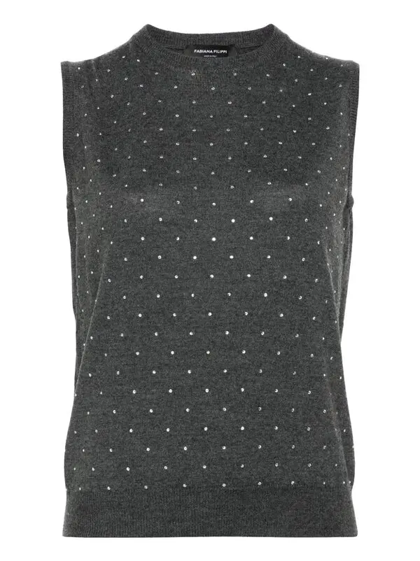 Fabiana Filippi Crystal-embellished Merino Wool Vest - Grey