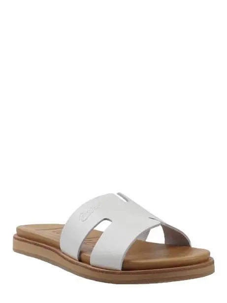 CANDIE'S Mikela Leather Slide Sandal - White