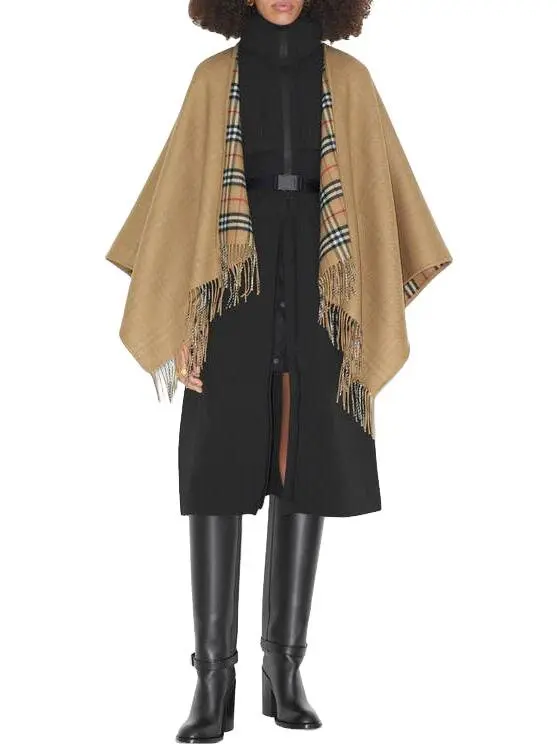 Burberry Vintage Check Wool Cape - Archive Beige