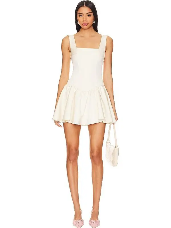 WeWoreWhat Corset Peplum Satin Mini Dress - Ivory