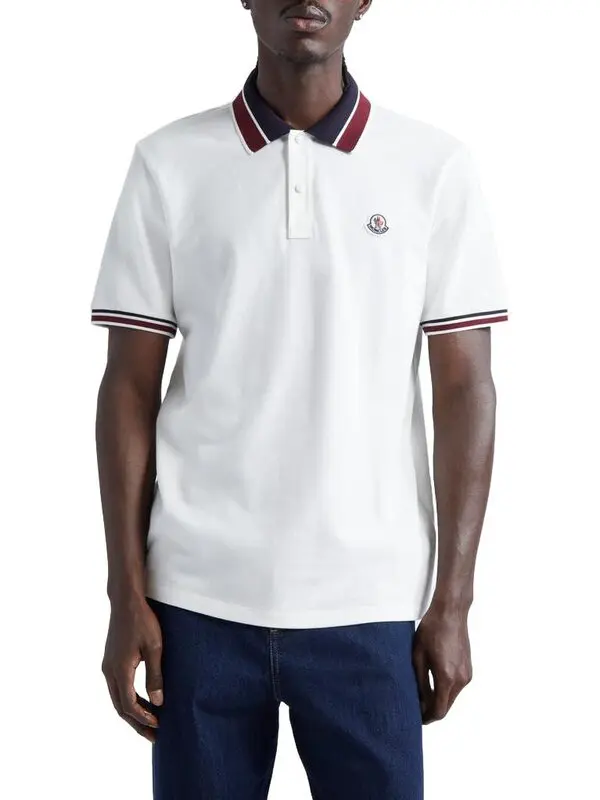 Moncler Tipped Cotton Piqué Polo - White