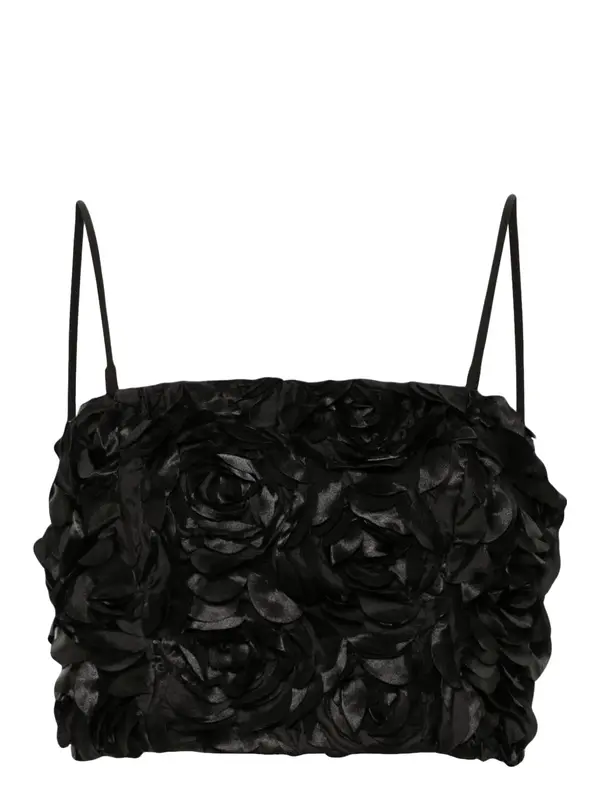 ROTATE BY BIRGER CHRISTENSEN Floral Crop Top - Black