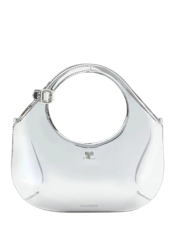COURREGES Mini Holy Metallic-effect Tote Bag - Silver