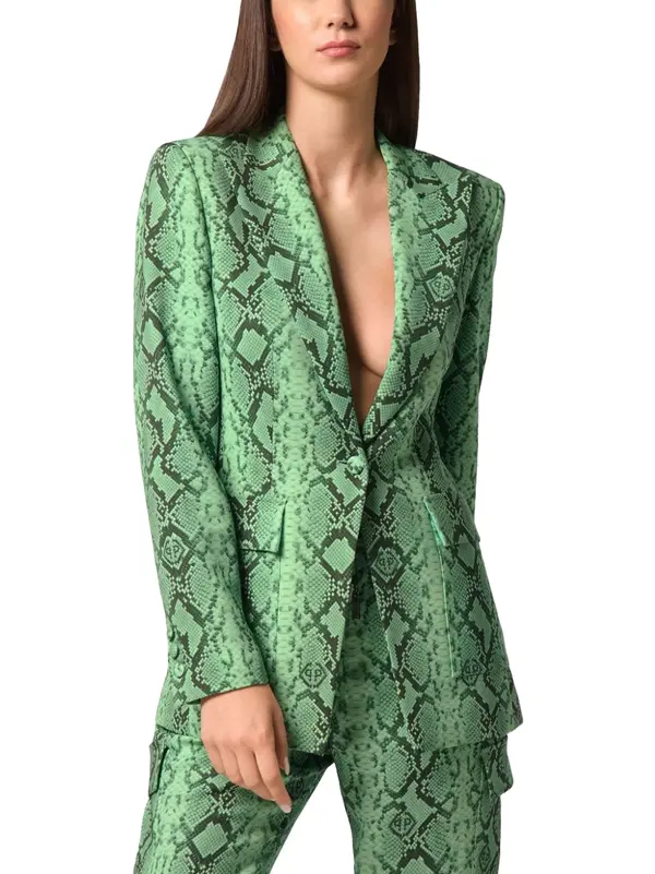 Philipp Plein Python-print Satin Blazer - Green