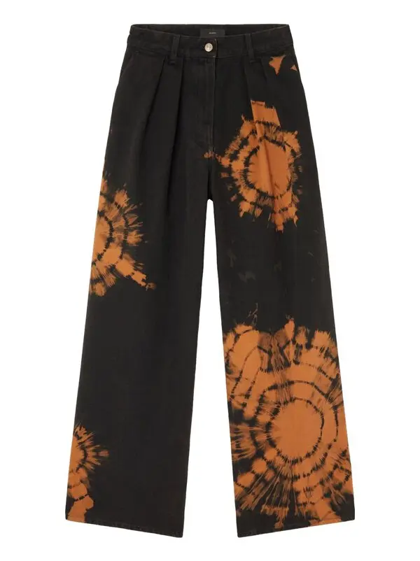 Alanui Abstract-pattern Wide-leg Jeans - Black