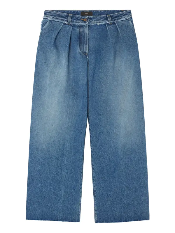 Alanui Fringed Wide Leg Jeans - Blue