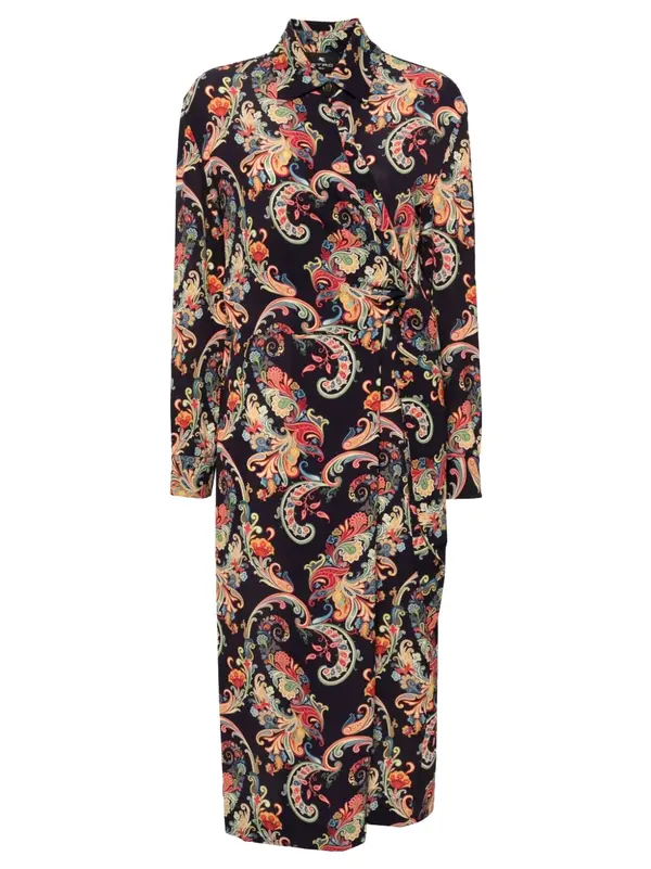 Etro Paisley-print Midi Dress - Blue