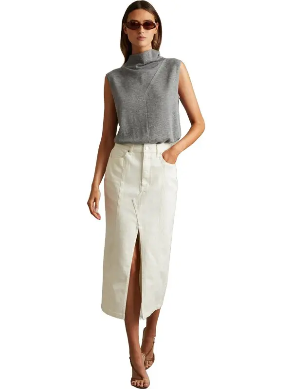 REISS Harper Wool Sleeveless Top - Grey