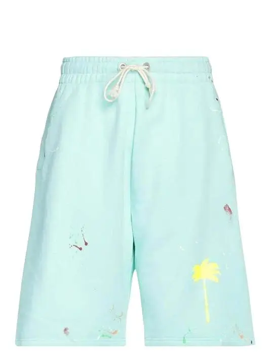 Palm Angels Pxp Painted Sweatshort - Seafoam/yellow