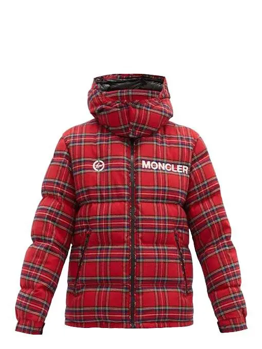 Moncler X Fragment Mayak Oversized Tartan Flannel Quilted Down Jacket - Red