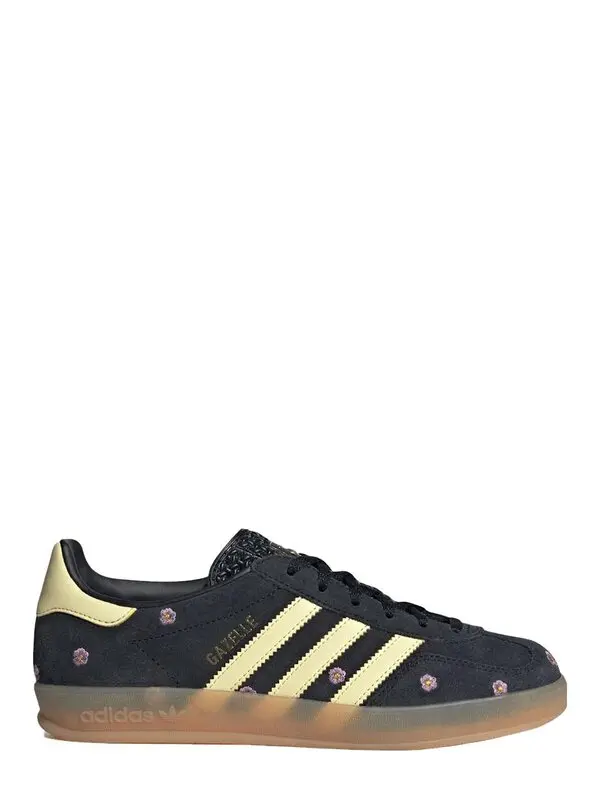 Adidas Gazelle Indoor Floral Sneakers - Core Black/almost Yellow/silver Dawn