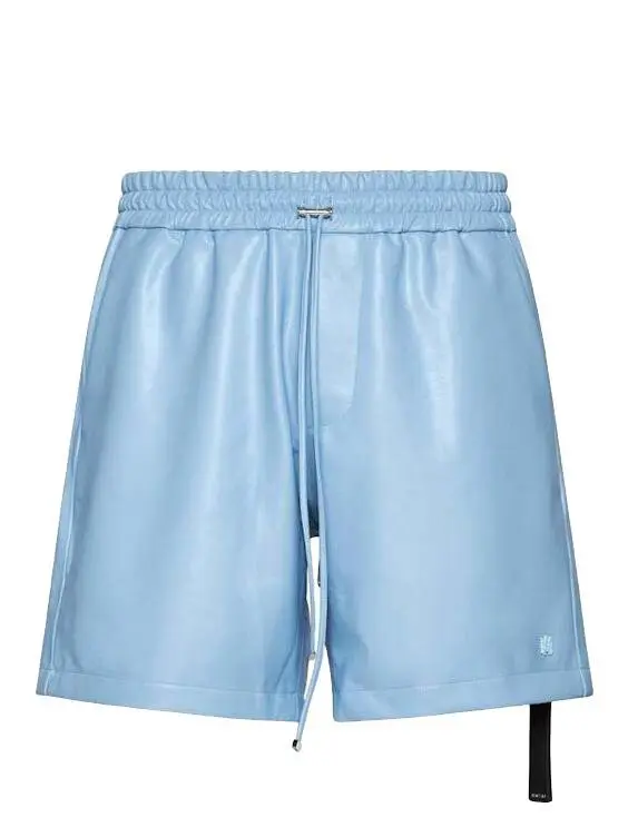Amiri Vegan Leather Baseball Shorts - Baby Blue