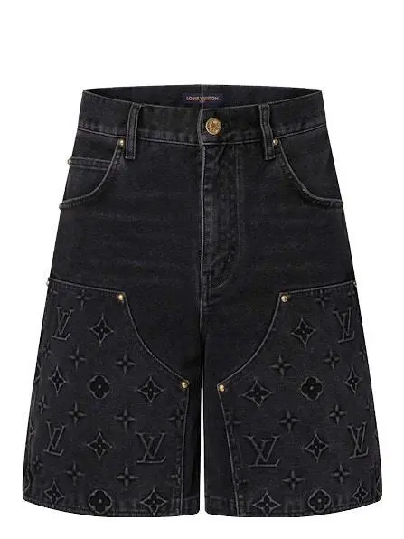 LOUIS VUITTON Monogram Workwear Denim Shorts - Black