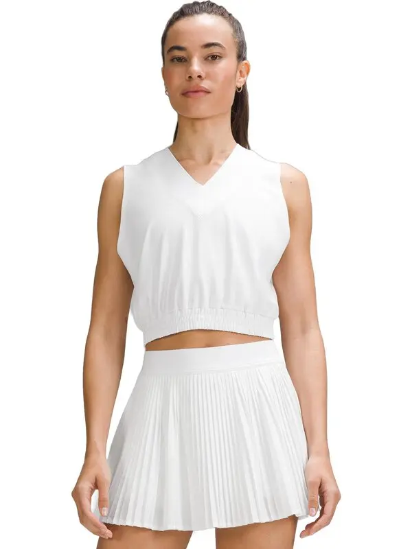 Lululemon Sleeveless Cropped Tennis Tank Top - White