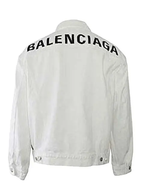 Balenciaga Backlogo Denim Jacket - White/black