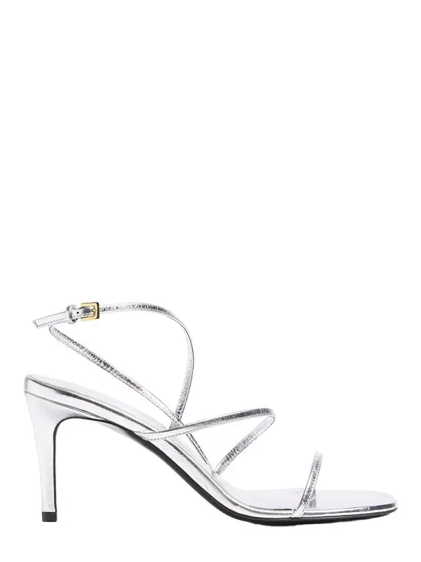 Khaite Loop Metallic Leather Sandals - Silver