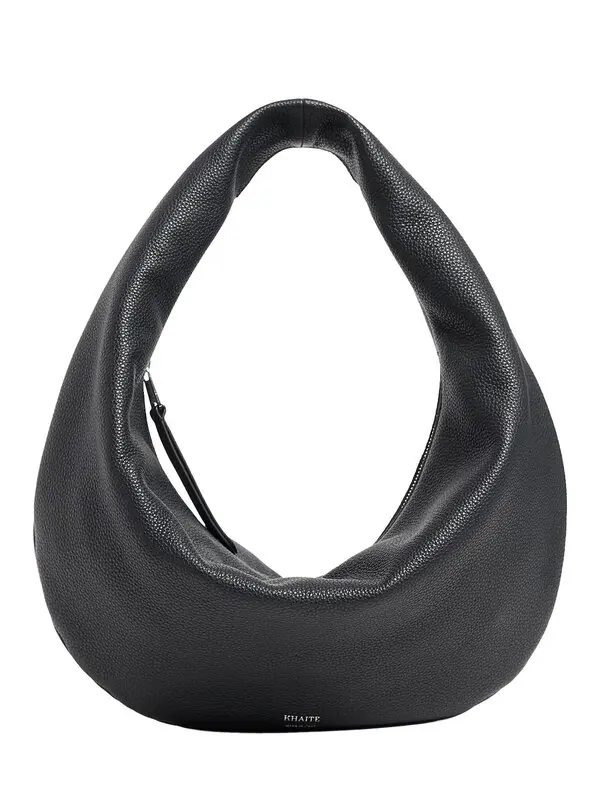 Khaite Olivia Medium Leather Hobo Bag - Black
