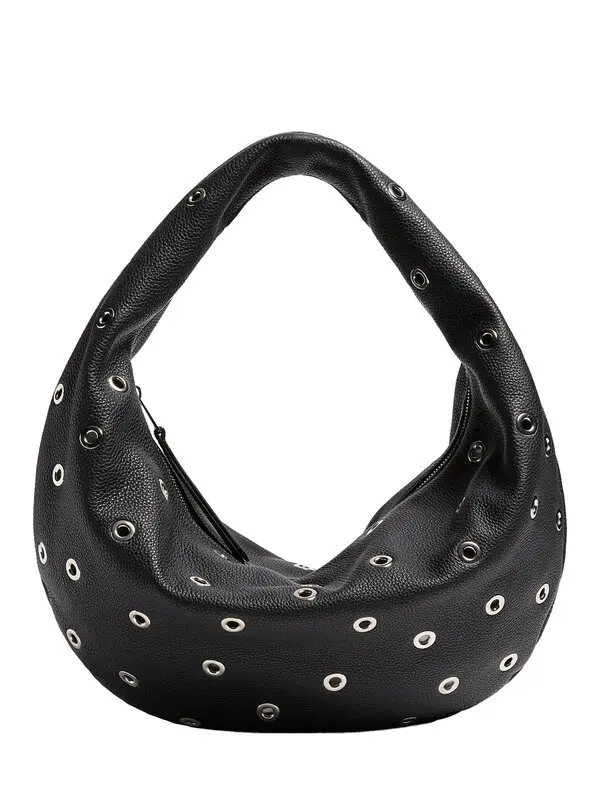 Khaite Olivia Medium Grommet Leather Hobo Bag - Black