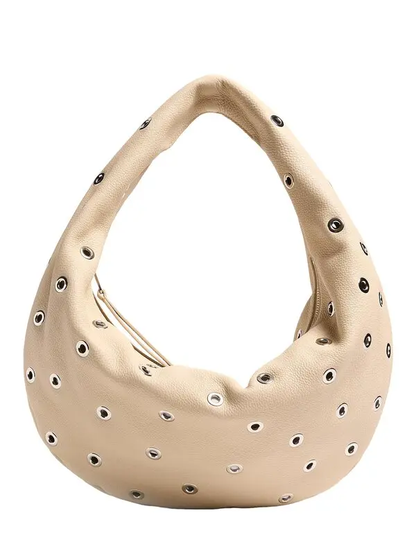 Khaite Olivia Medium Grommet Leather Hobo Bag - Neutral