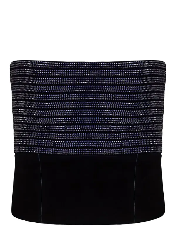 Giorgio Armani Velvet Bustier Top With Rhinestone Embroidery - Patterned