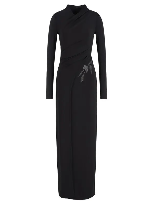 Giorgio Armani Long Dress With Rhinestone Detail - Black