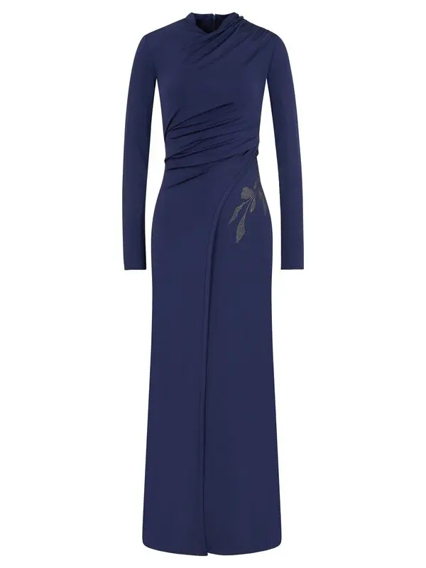 Giorgio Armani Long Dress With Rhinestone Detail - Blue