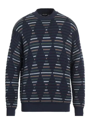 Giorgio Armani Striped Virgin Wool Sweater - Navy