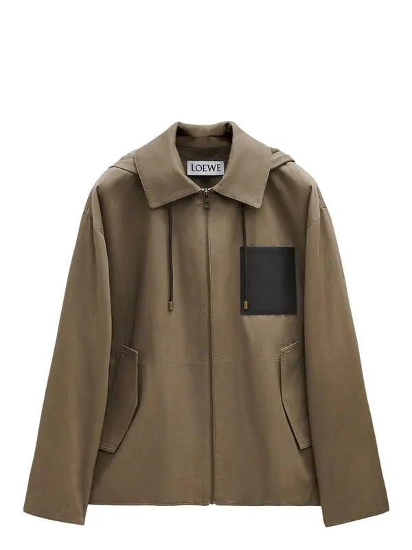 Loewe Hooded Cotton Jacket - Khaki Brown