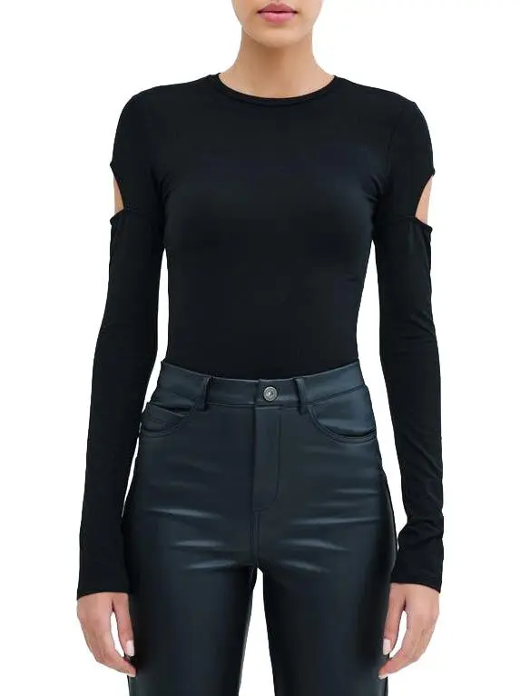 MARCELLA Kent Cutout Long Sleeve Top - Black