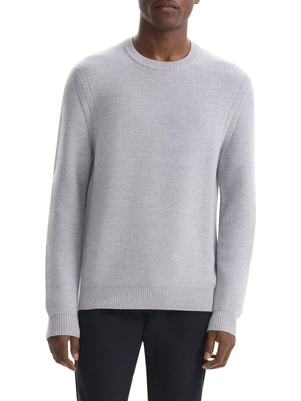Theory Honeycomb Merino Wool Crewneck Sweater - Vapor Melange - Bgk