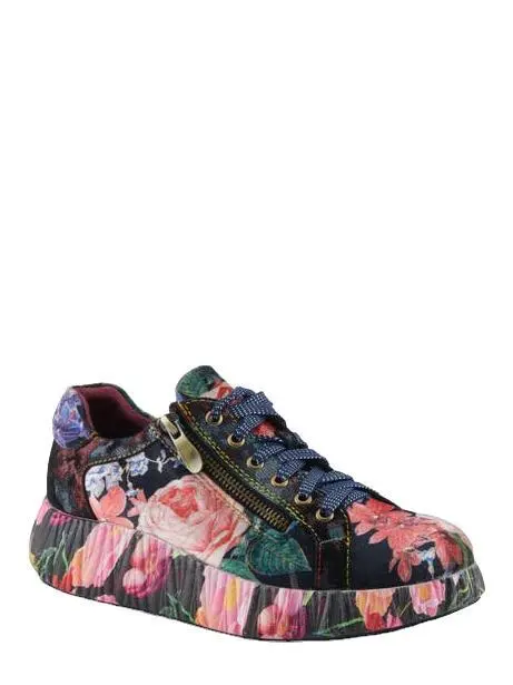 SPRING STEP SHOES Dallyn Floral Platform Sneakers - Black Multi