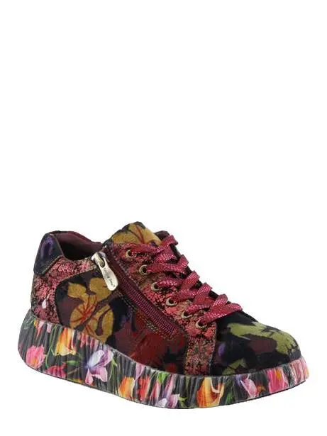 SPRING STEP SHOES Dallyn Floral Platform Sneakers - Bordeaux Multi