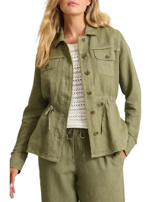 Tommy Bahama Two Palms Linen Utility Jacket - Dark Fern