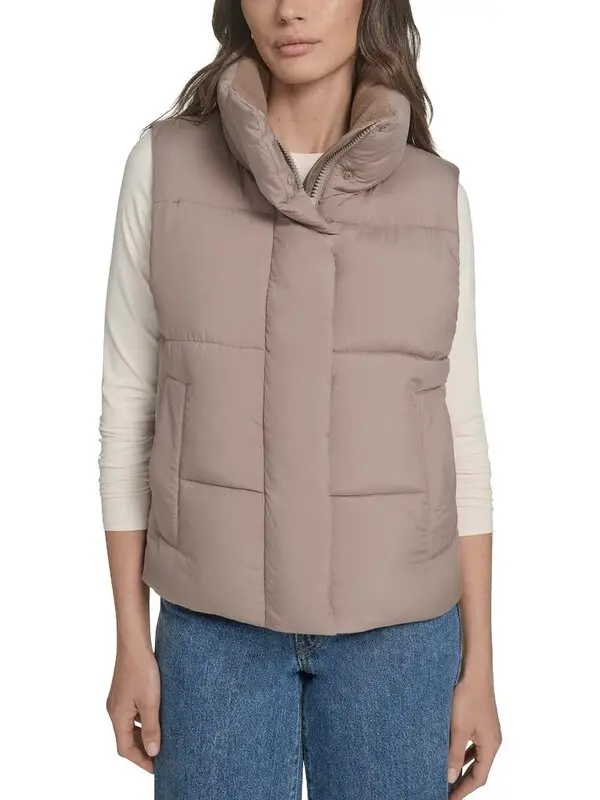 LEVI'S Quilted Puffer Vest - Taupe Grey