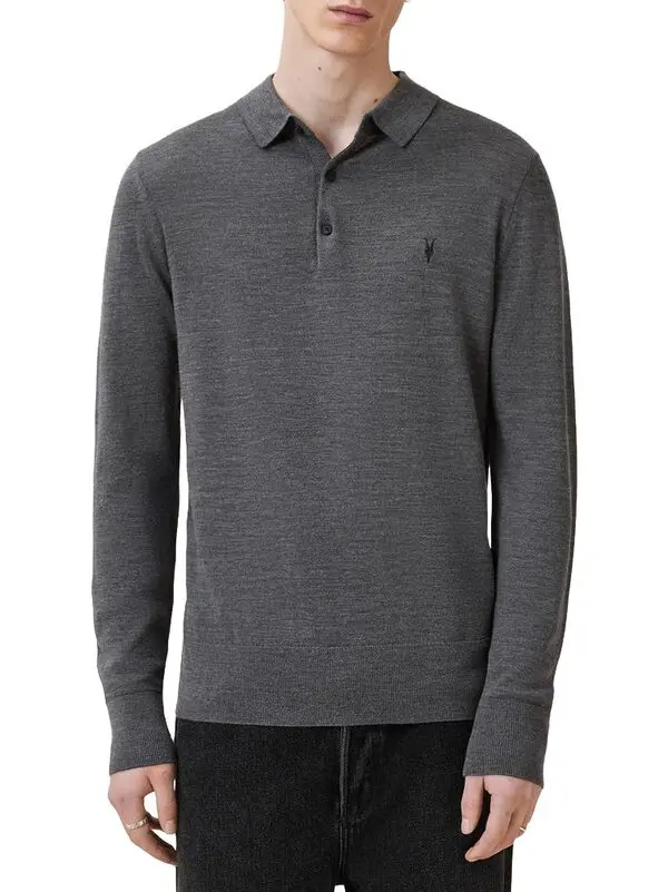 ALLSAINTS Mode Merino Wool Polo Sweater - Monument Grey