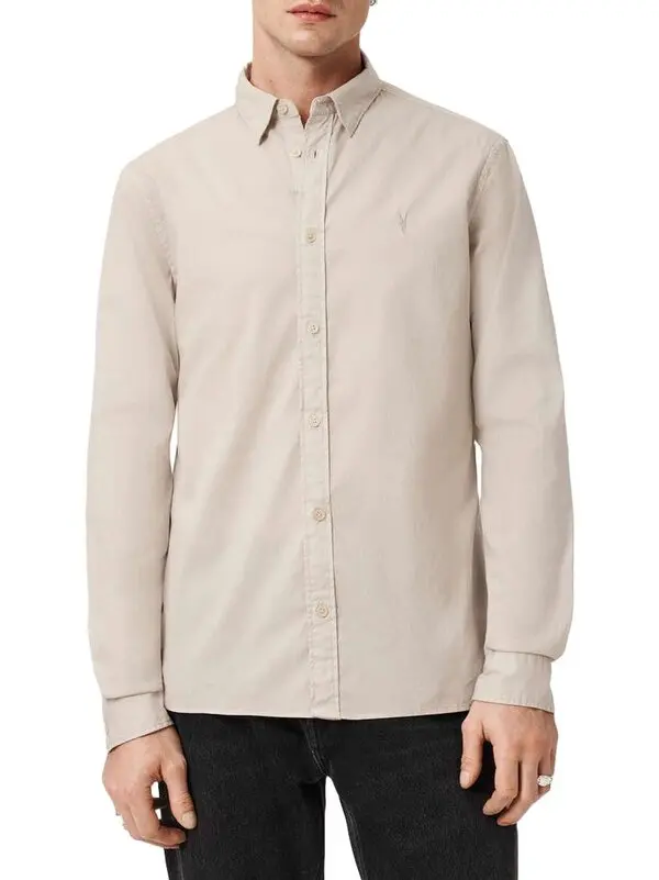 ALLSAINTS Hawthorne Solid Stretch Cotton Button-up Shirt - Dusk White