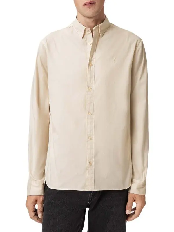 ALLSAINTS Hawthorne Solid Stretch Cotton Button-up Shirt - Soap White
